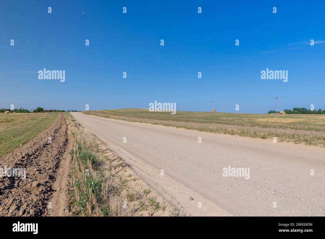 Rural road for cars and transport, ruts and traces of cars on a sandy ...