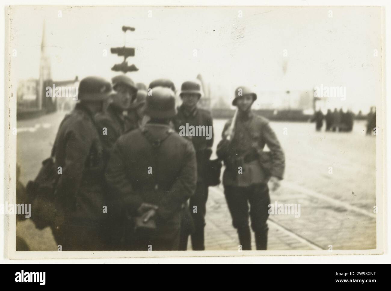 Rotterdam during the surrender, 1940 photograph Five German soldiers ...