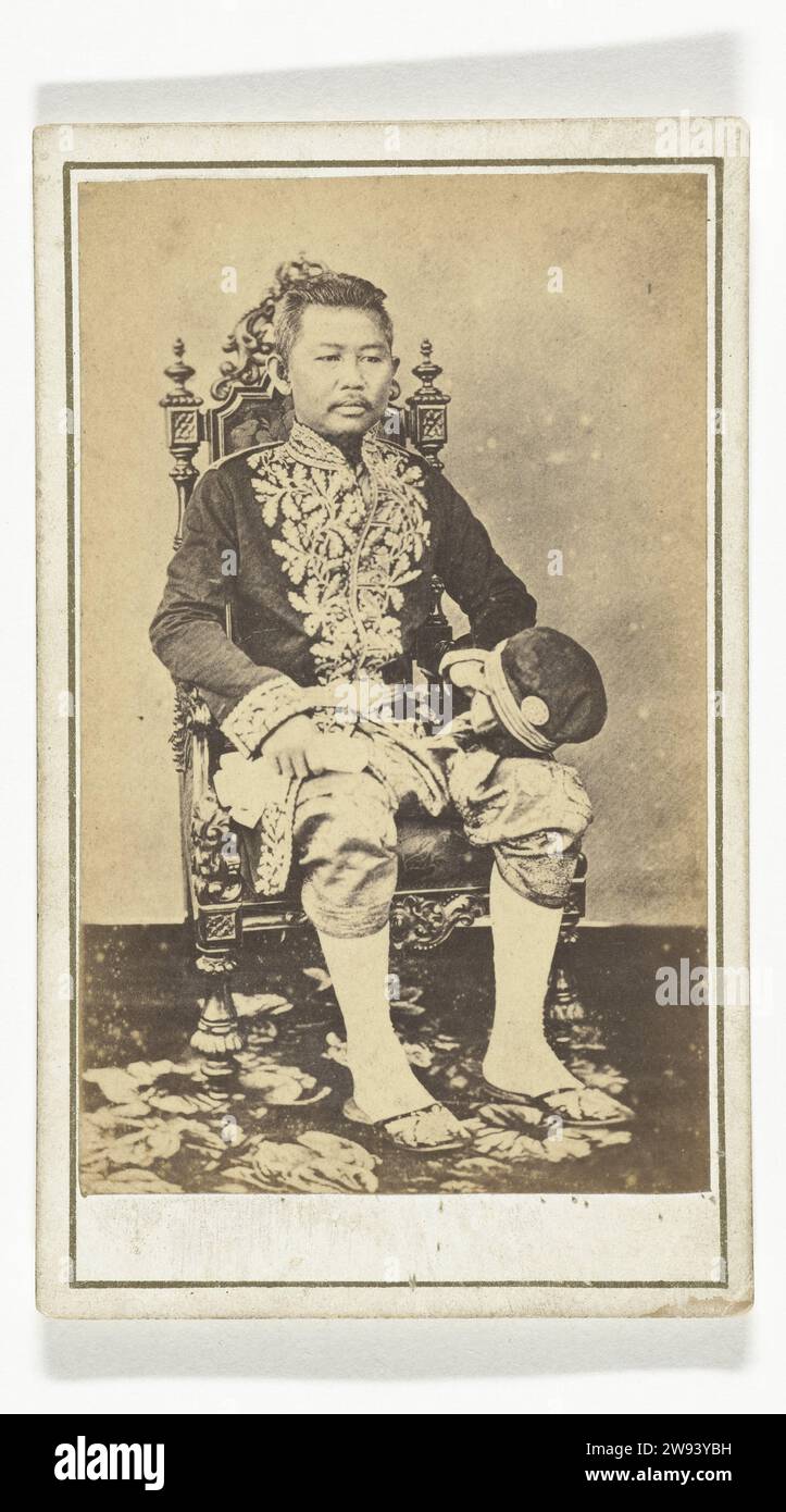 Portrait of the Prince of Siam sitting on a chair, 1870 - 1900 Photograph. visit card Bangkok ...