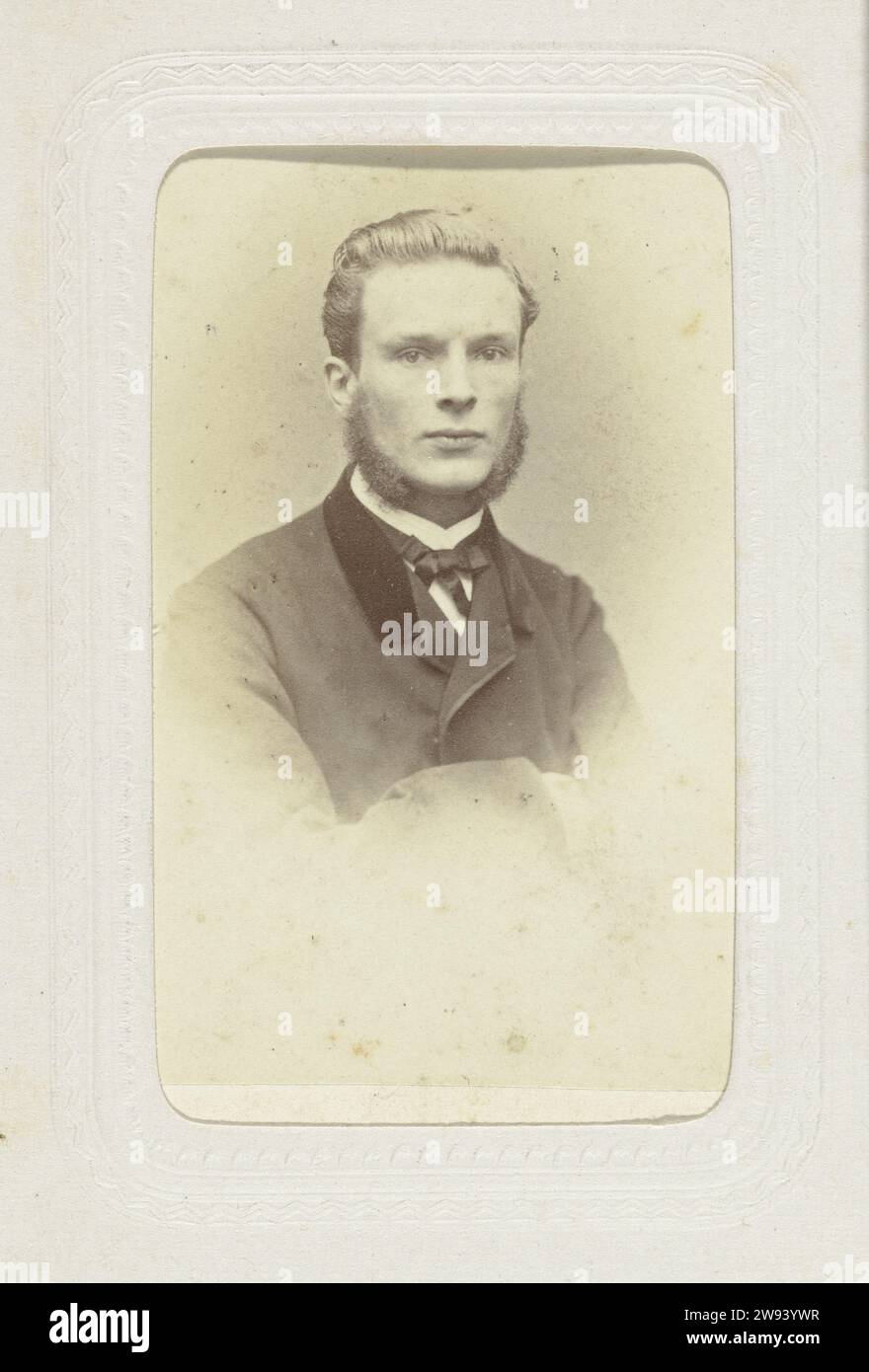 Studio portrait of a young man with beard, c. 1863 - c. 1870 visit card ...