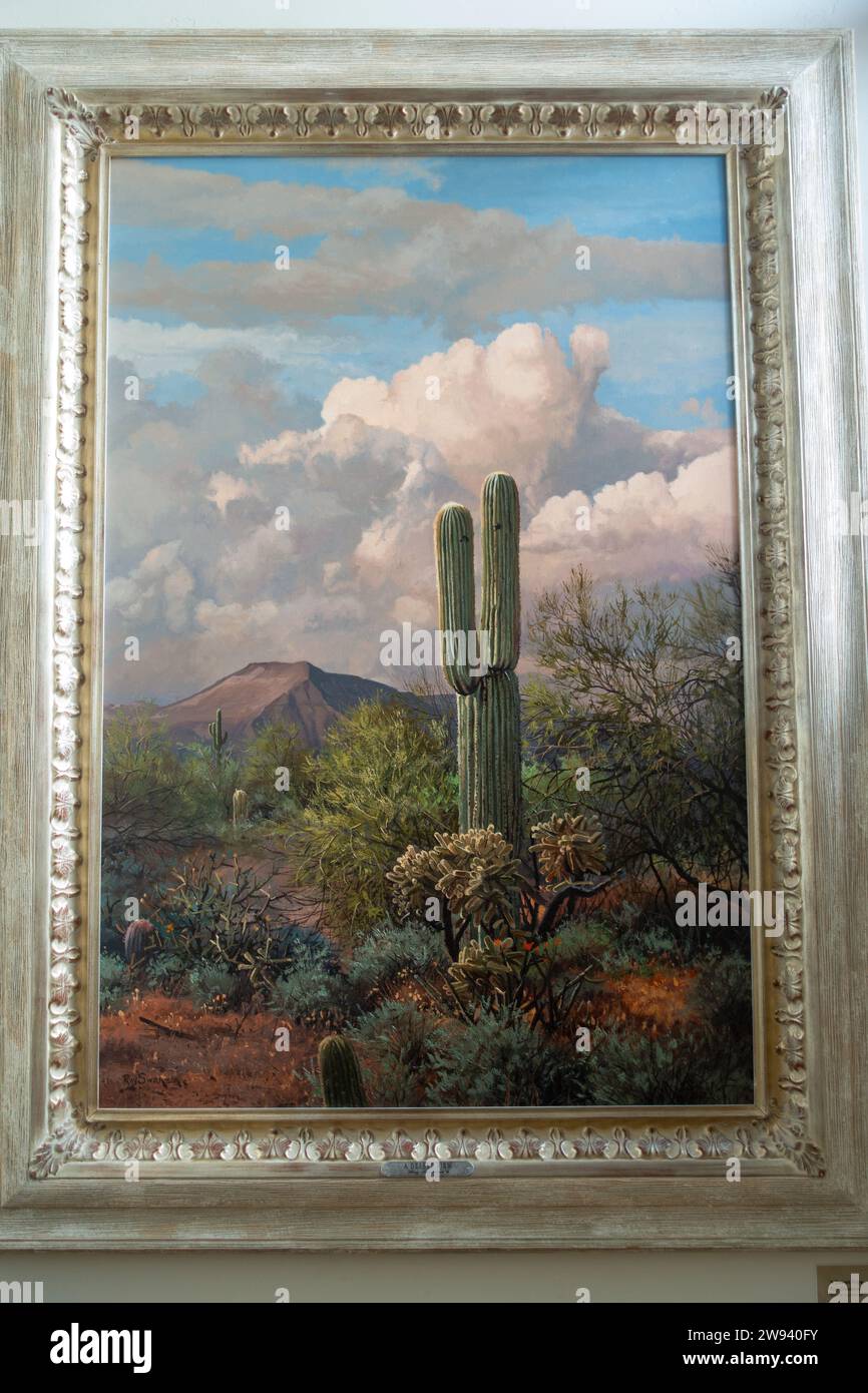 A Desert View Acrylic on Canvas Oil Painting by Famous American Artist ...