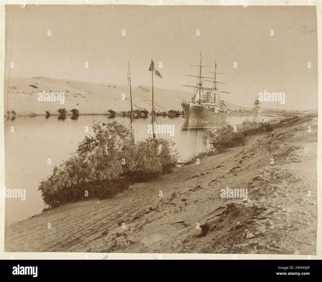 Sailing ships in the Suez channel, c. 1890 - c. 1910 photograph ...