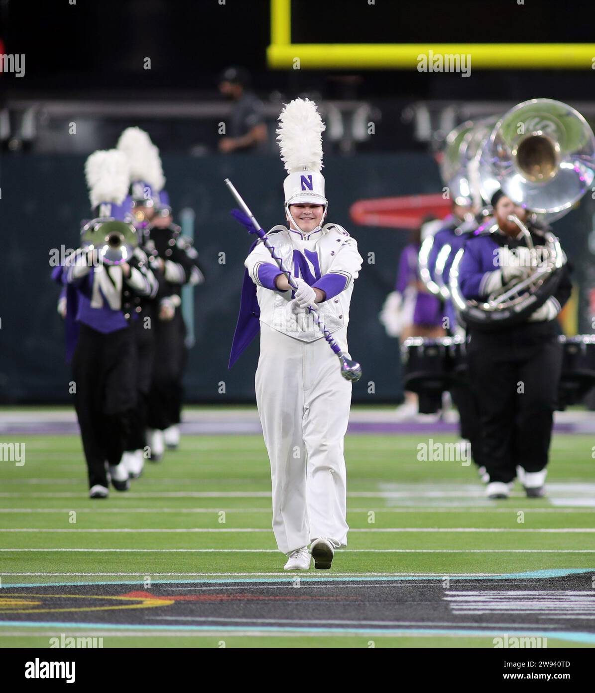 December 23, 2023 - Northwestern Wildcats marching band during the Las ...