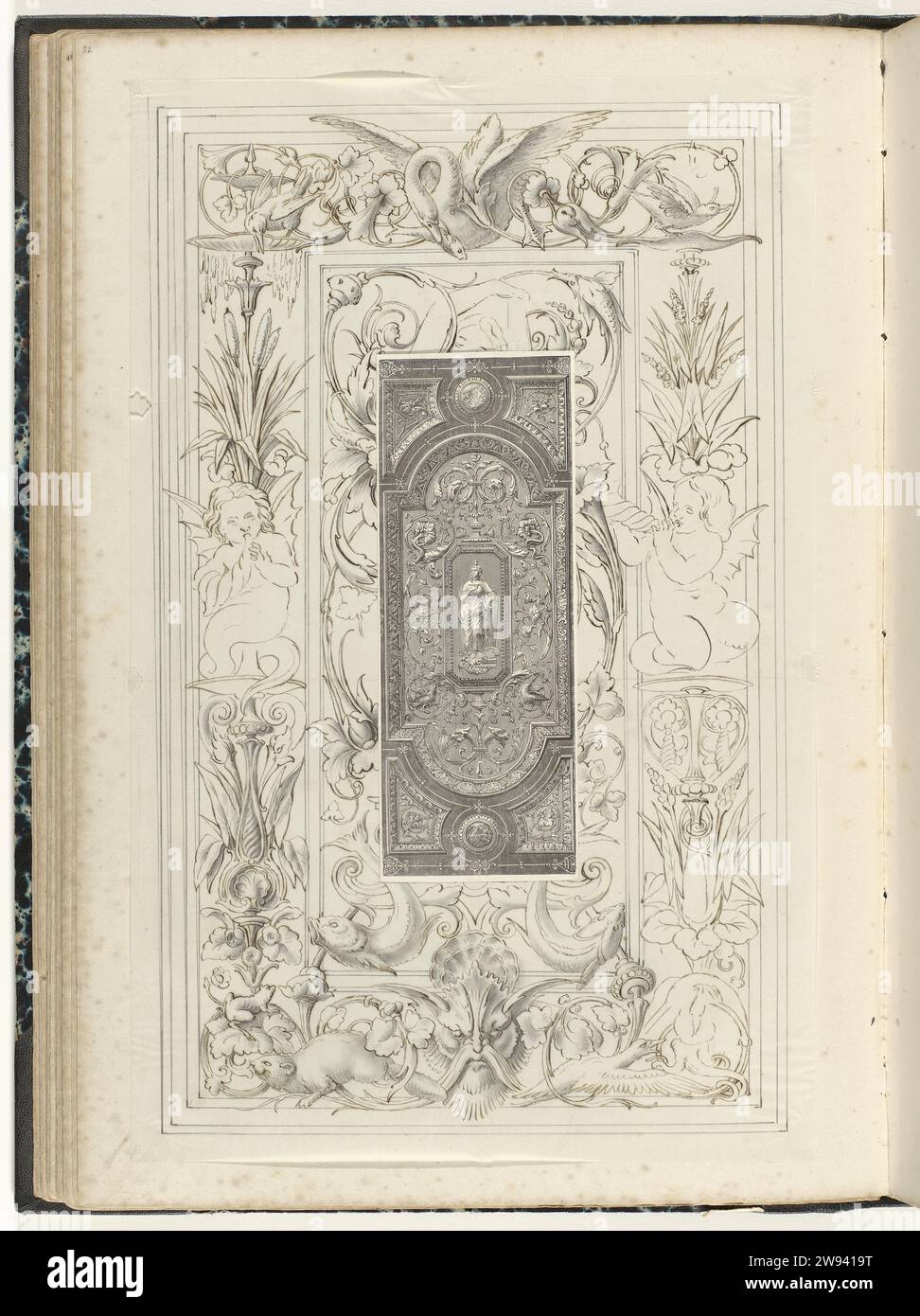 Small panel on a large panel, c. 1866 - c. 1900 print. drawing Small ...