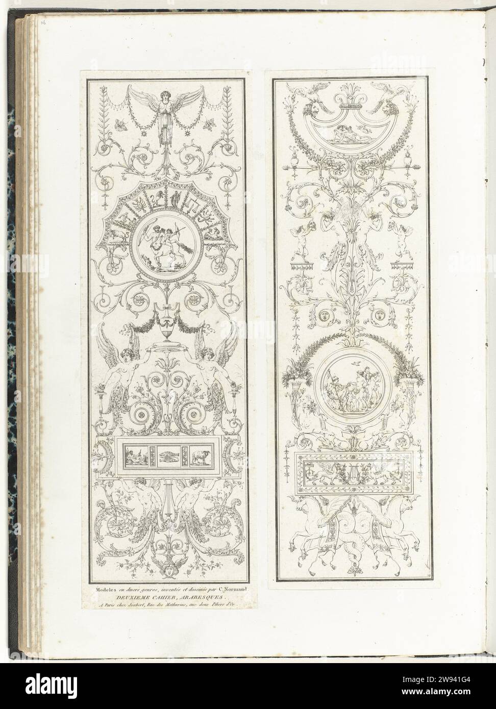 Two panels with modern grotesken, c. 1866 - c. 1900 print On the panel ...