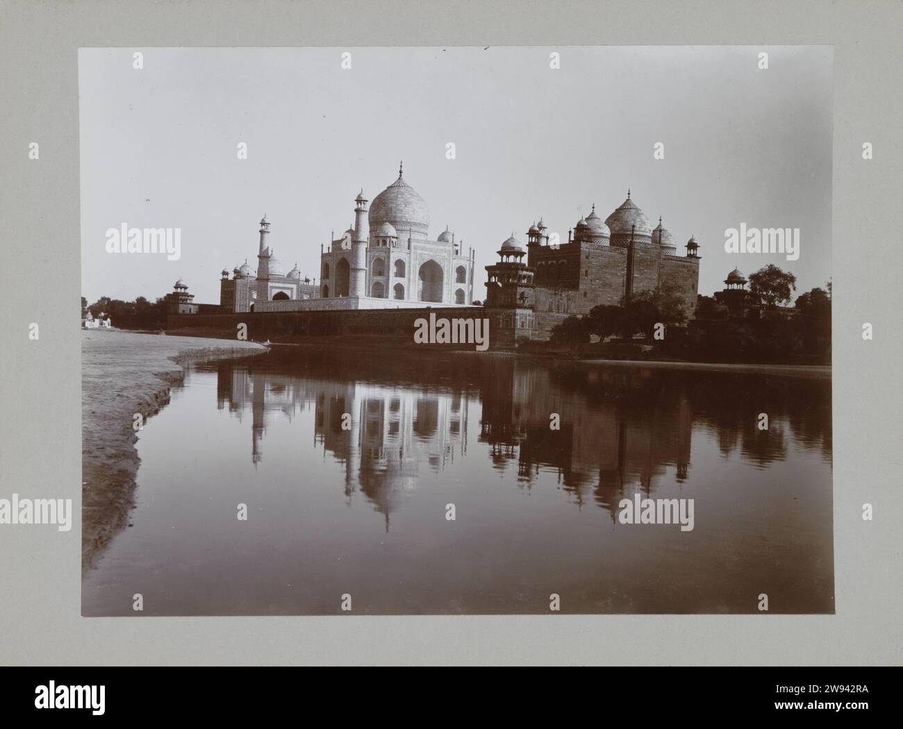 View of the Taj Mahal Mosque, the Taj Mahal and the guesthouse, c. 1895 ...