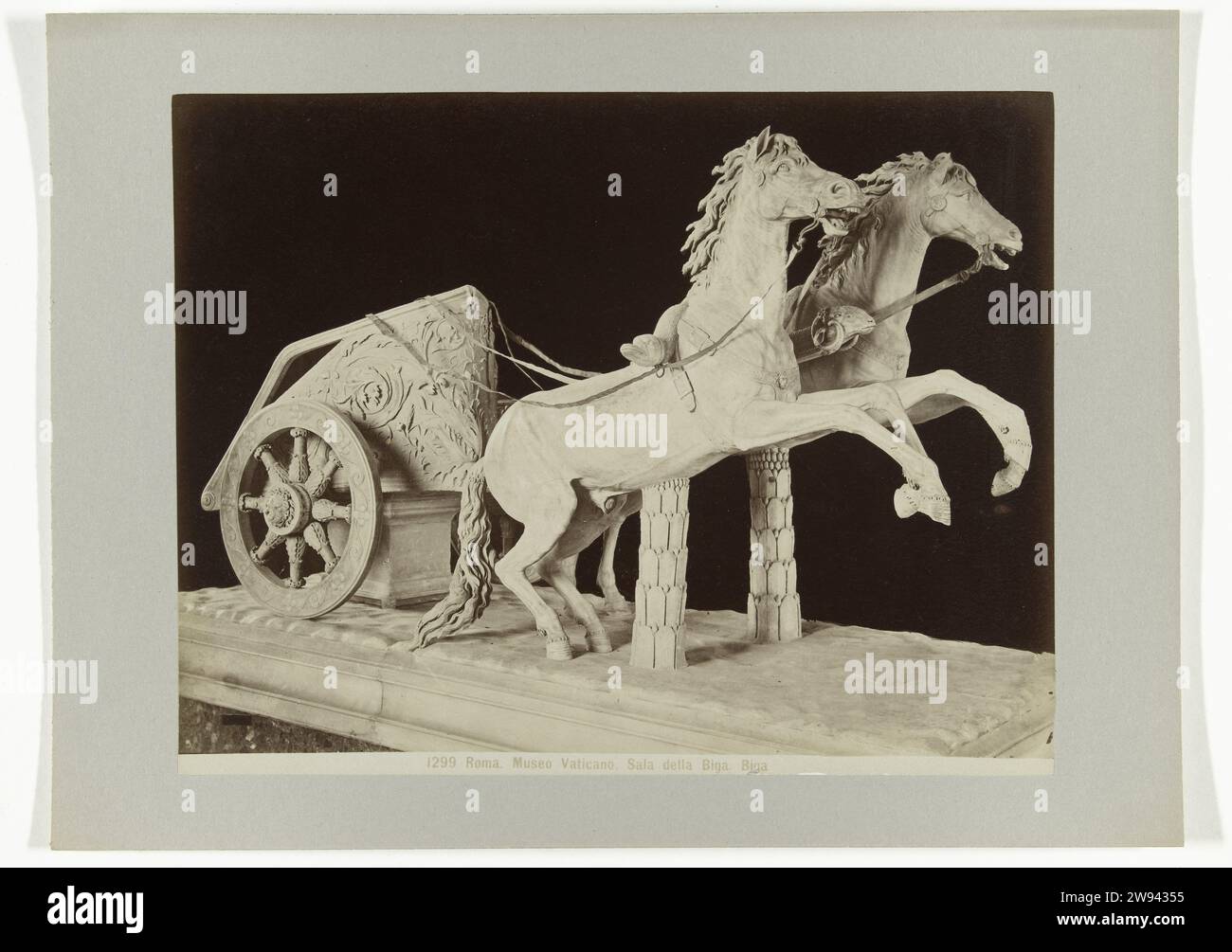 Sculpture of chariot pulled by two horses, c. 1880 - c. 1904 photograph ...