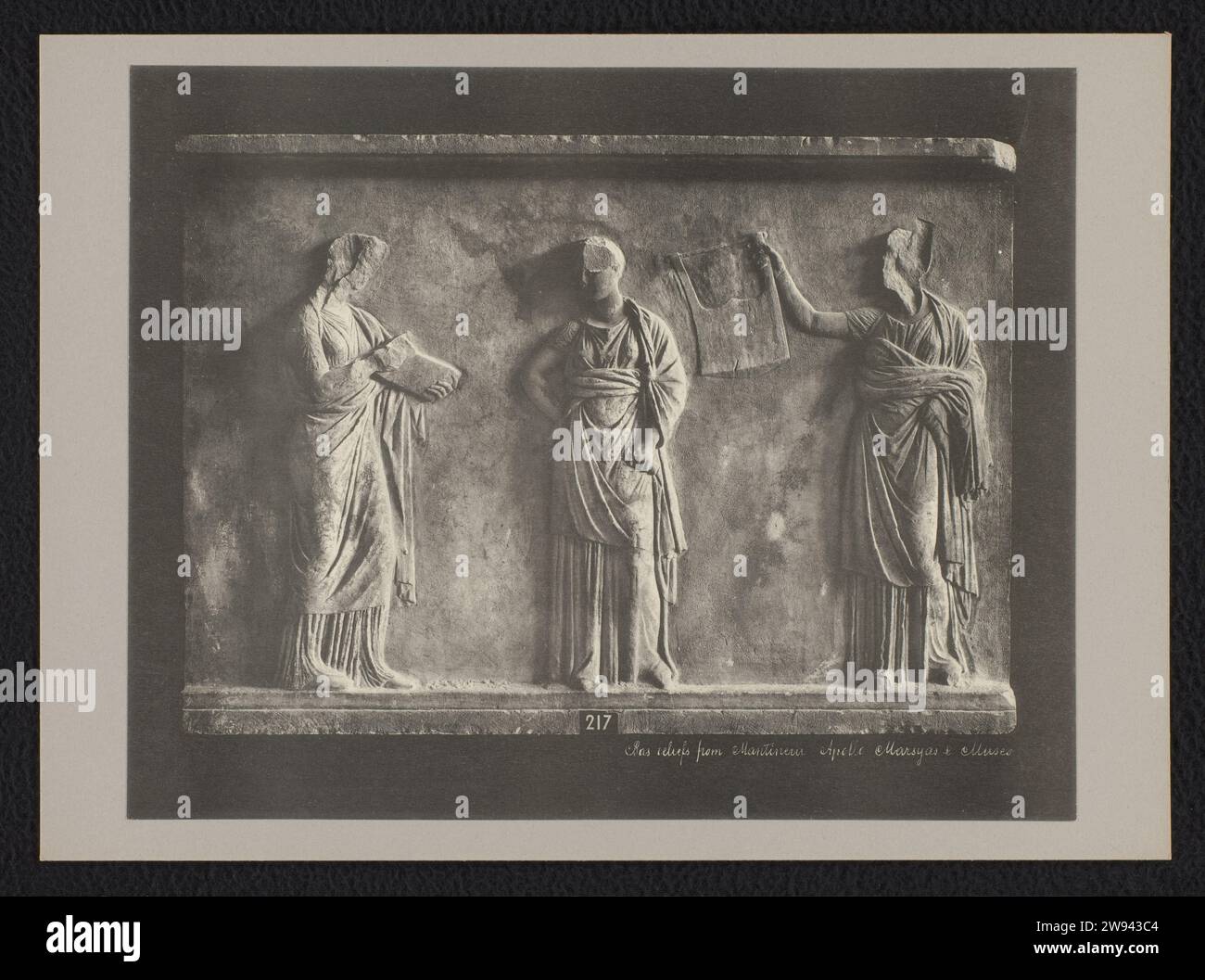 Bas-relief with three standing figures, c. 1895 - c. 1915 photograph ...