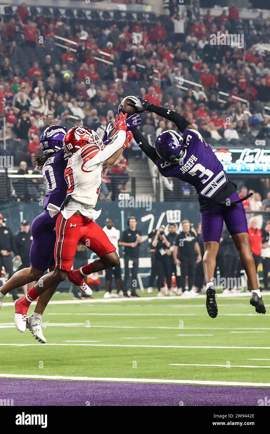 Las Vegas, NV, USA. 23rd Dec, 2023. Northwestern Wildcats defensive ...