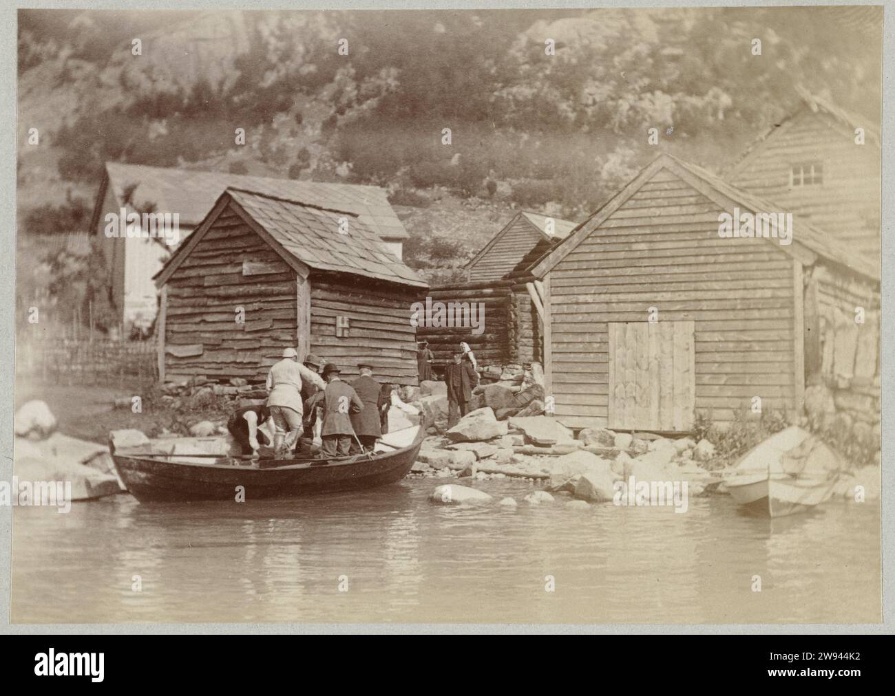 Rowing boat with passengers Meert on, 1889 photograph Norway paper ...