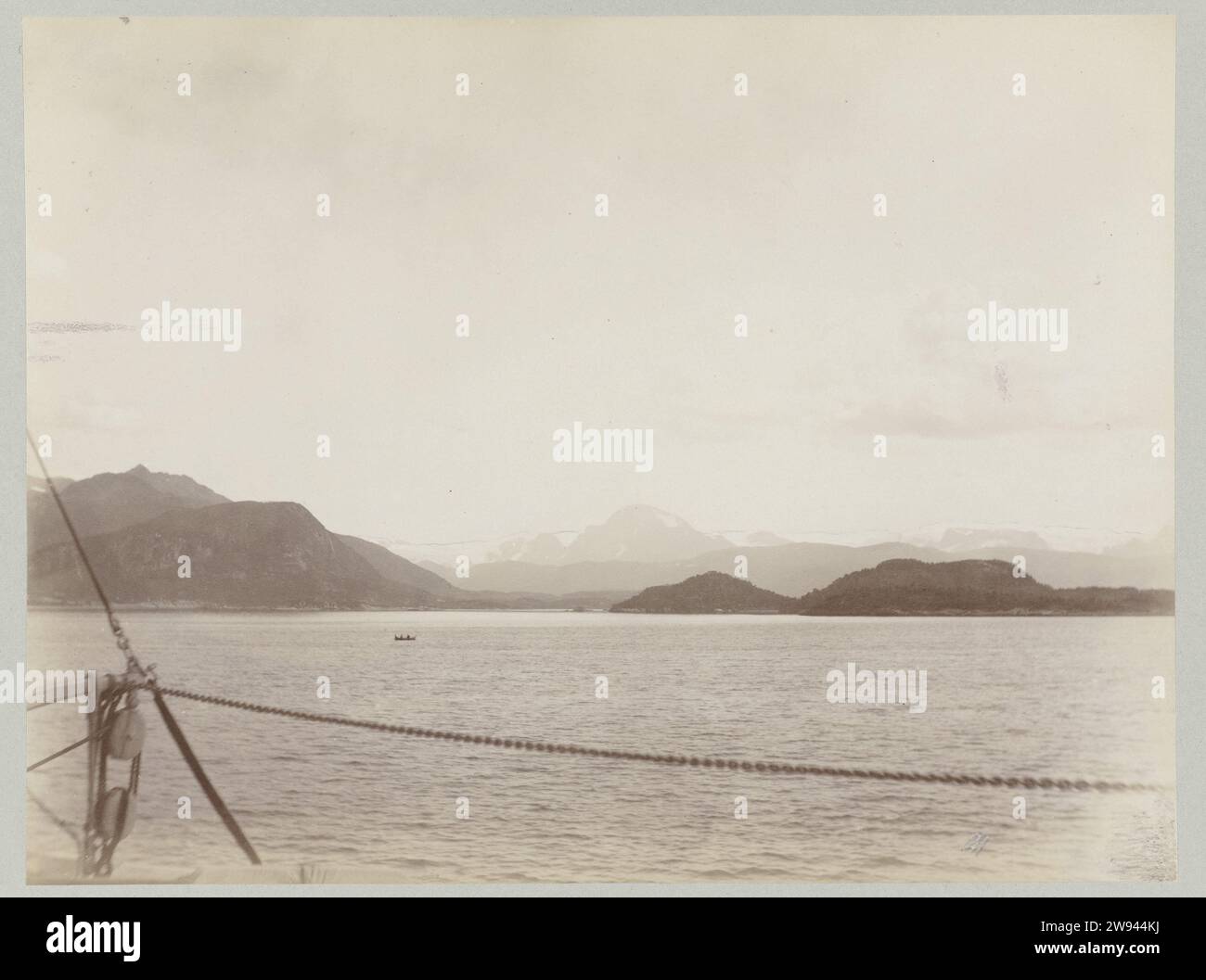 Norwegian mountain and sea landscape from a ship, 1889 photograph ...