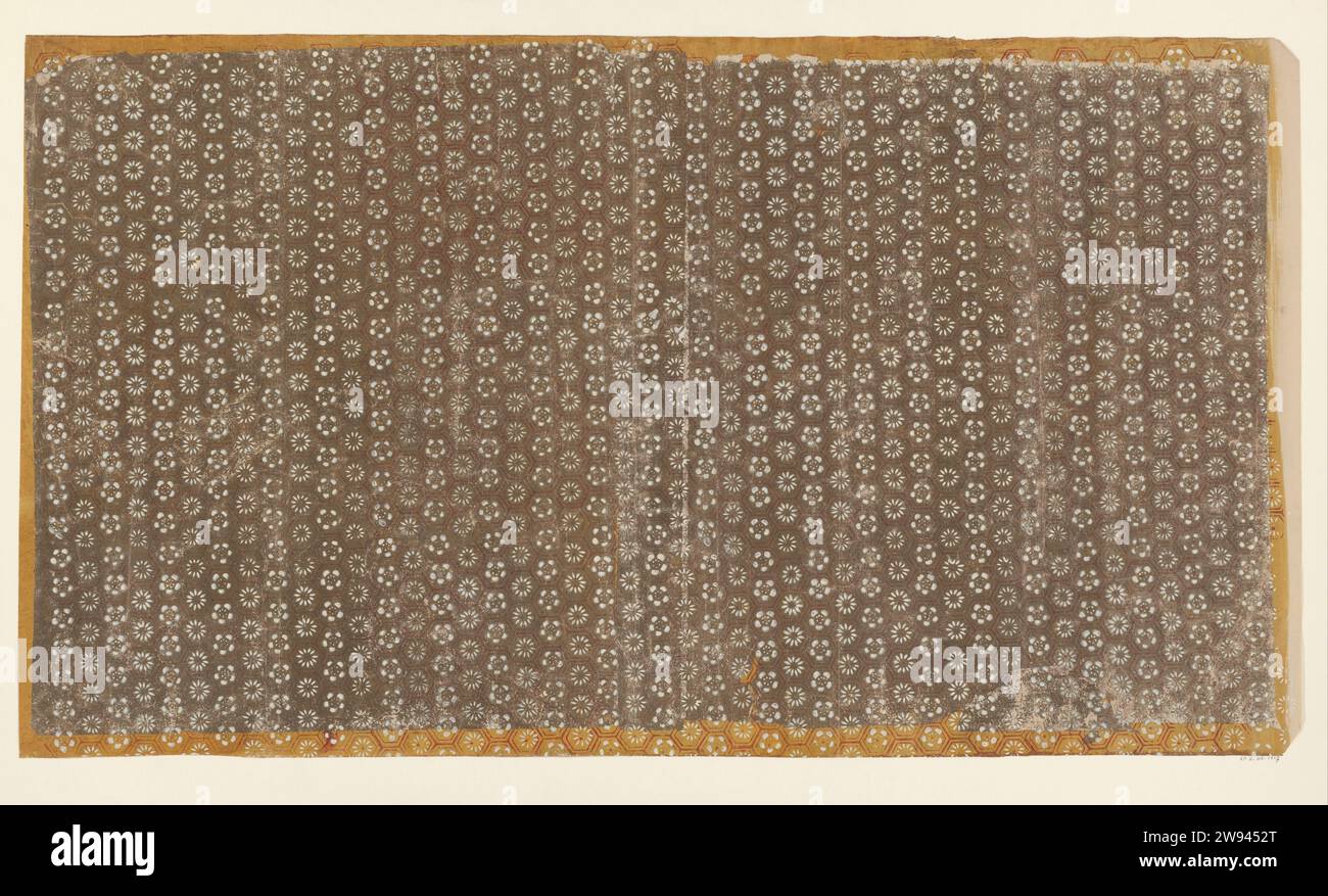 Leaf with grid pattern of hexagons filled with floral motifs (one of ...