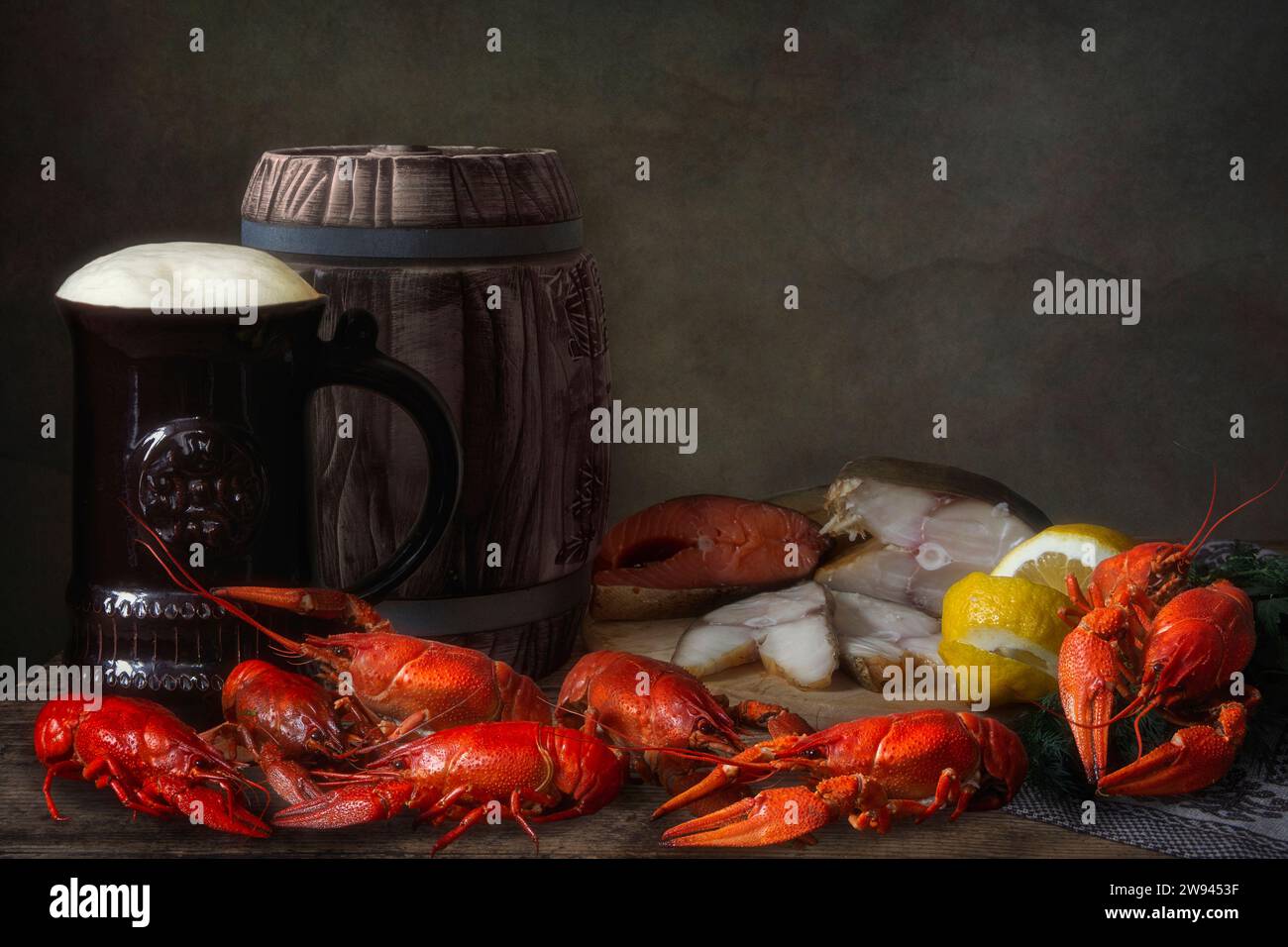 Still life with beer and seafood Stock Photo - Alamy