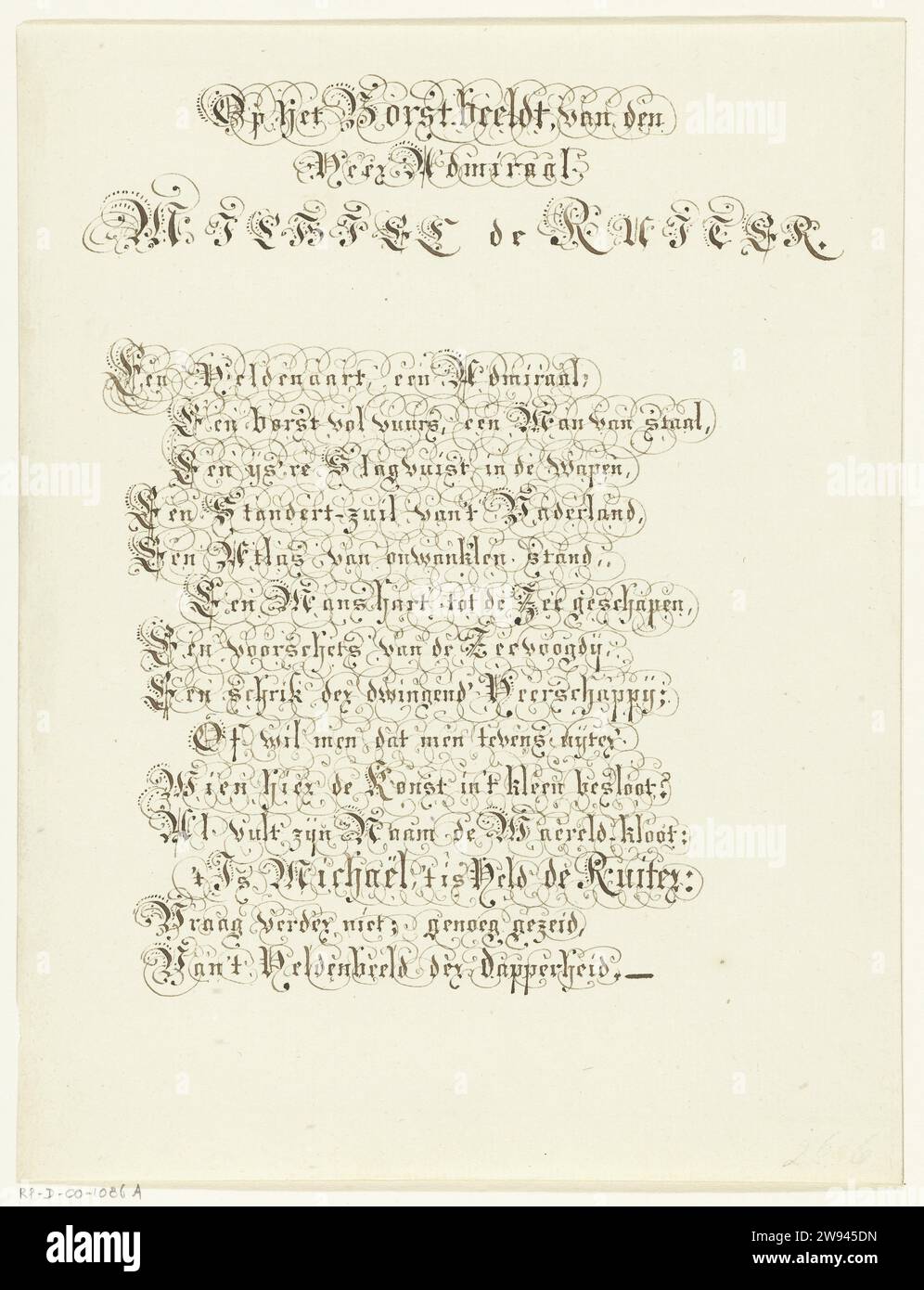 Courted Vers on the bust of Michiel de Ruyter, 1825 - 1863 manuscript ...