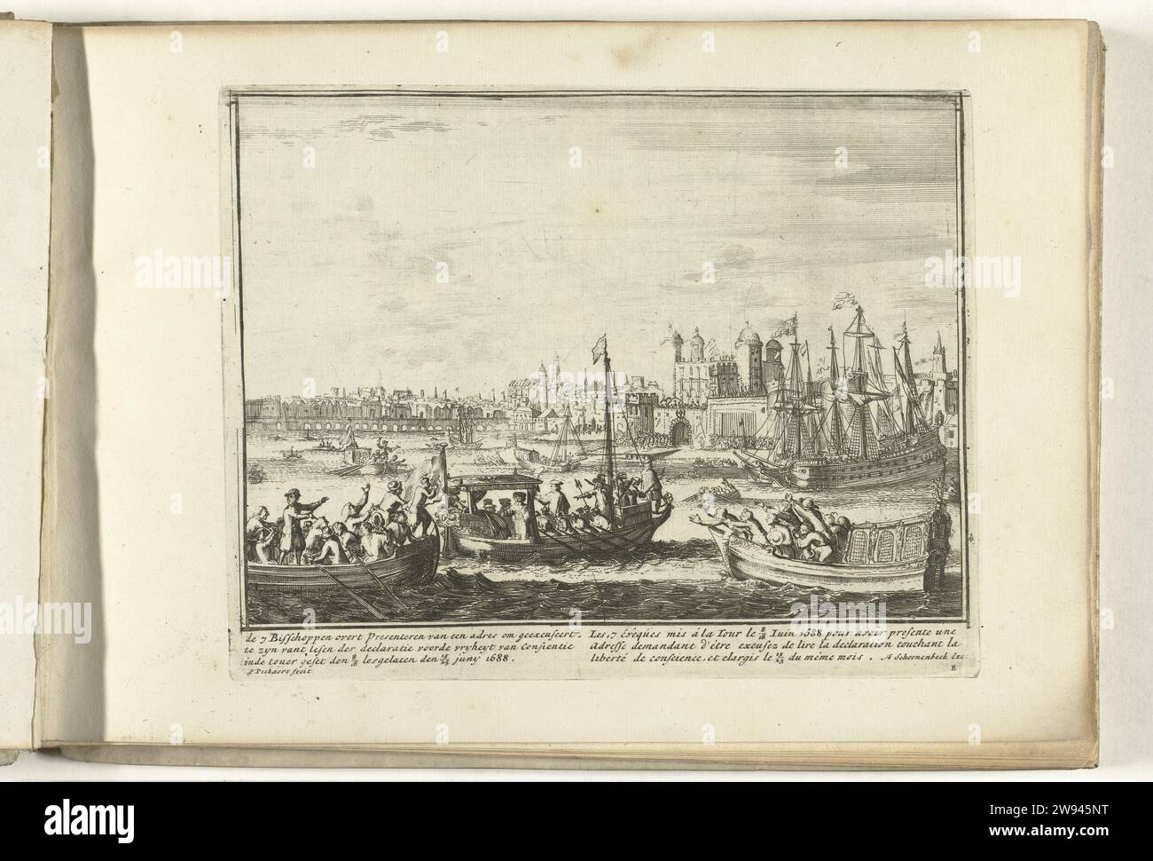 The seven imprisoned bishops are brought to the Tower, 1688, 1689 print ...
