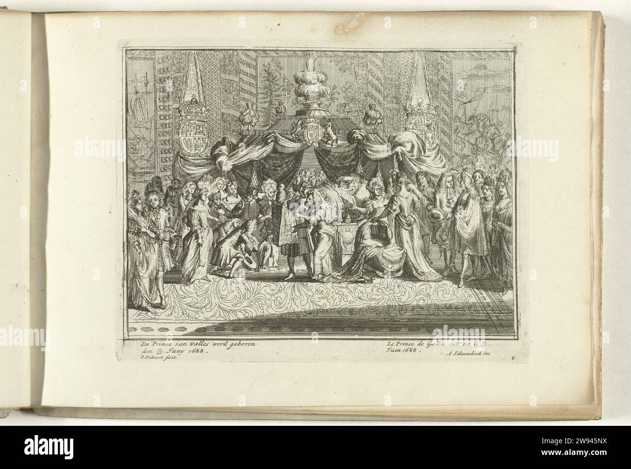 Birth of the Prince of Wales, 1688, 1689 print Birth of Jacobus Frans ...