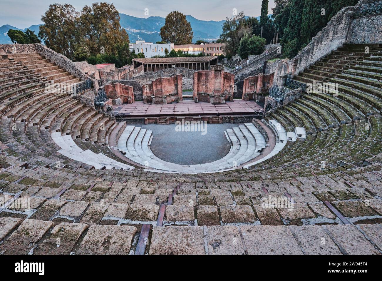 Naples, Italy - November 8 2023: View Of Great Theatre in ruins of Ancient Roman city Pompeii ...