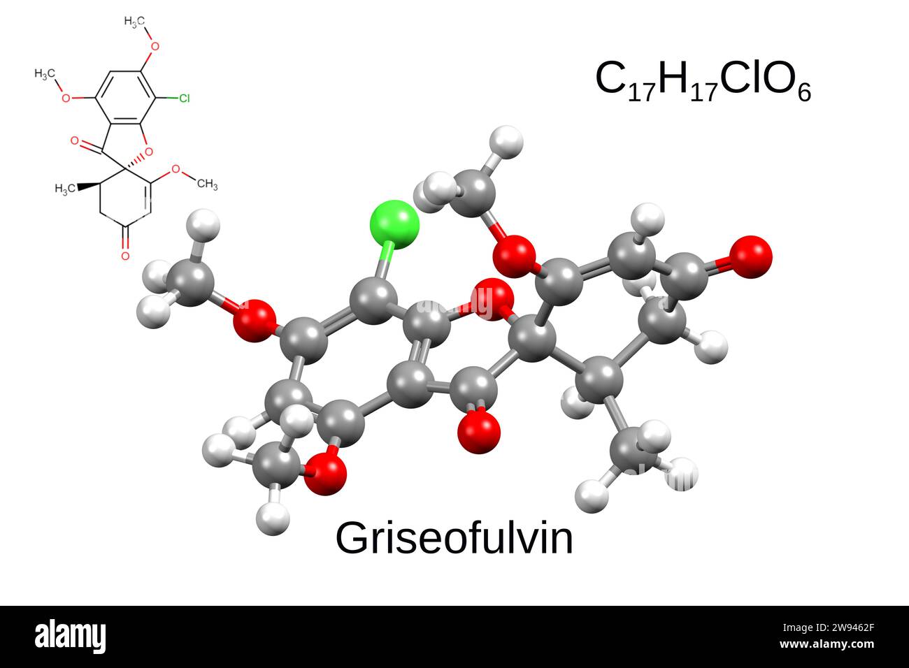 Chemical formula, structural formula and 3D ball-and-stick model of ...