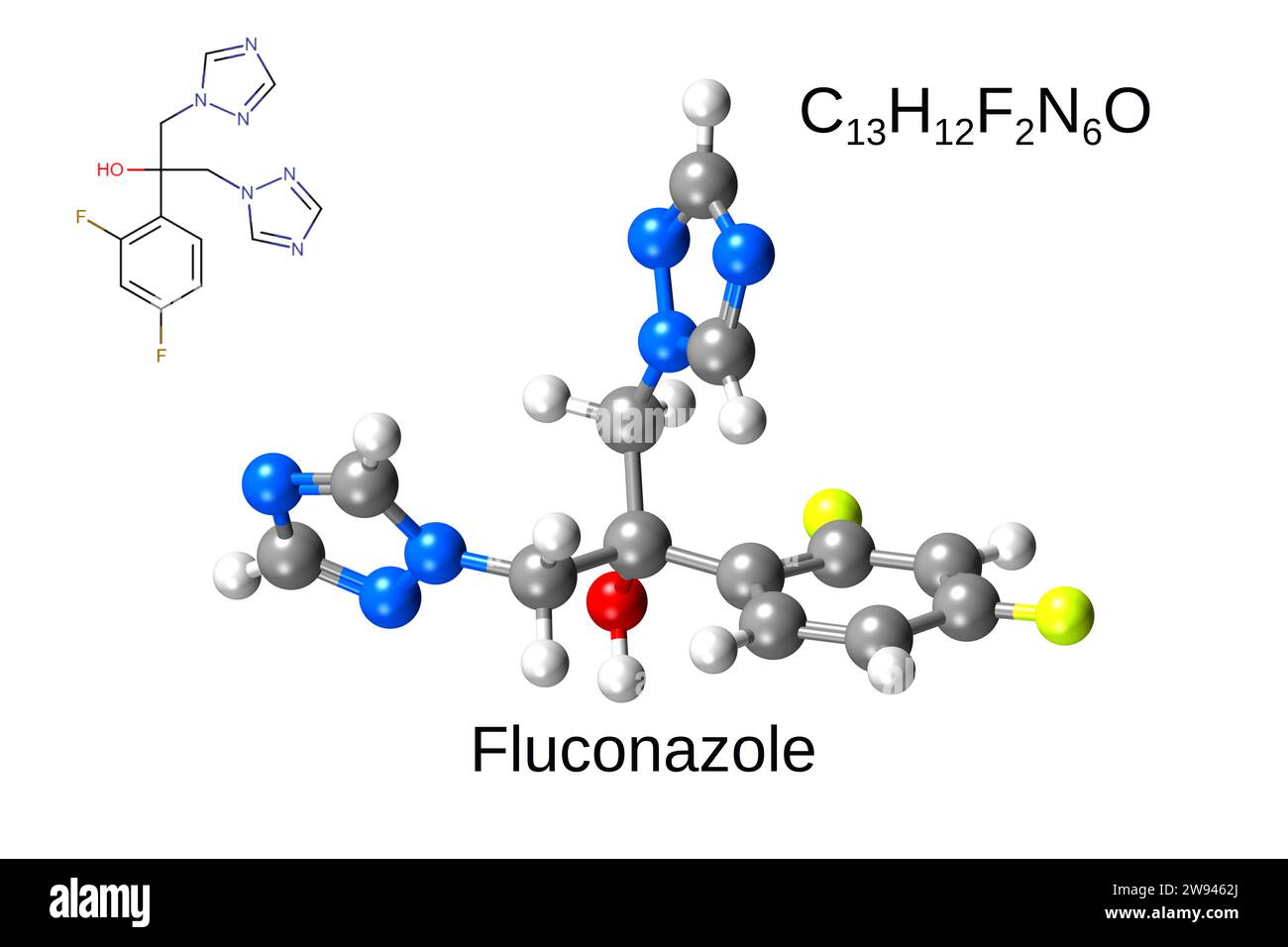 Chemical formula, structural formula and 3D ball-and-stick model of ...