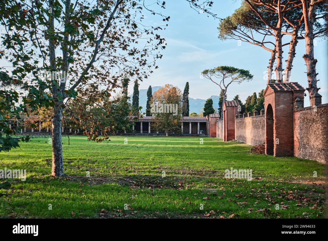 Naples, Italy - November 8 2023: view of the courtyard of the Palestra Grande palace in the ...