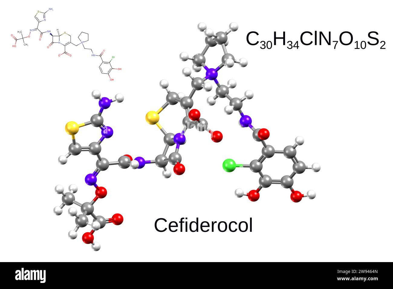 Chemical formula, structural formula and 3D ball-and-stick model of ...