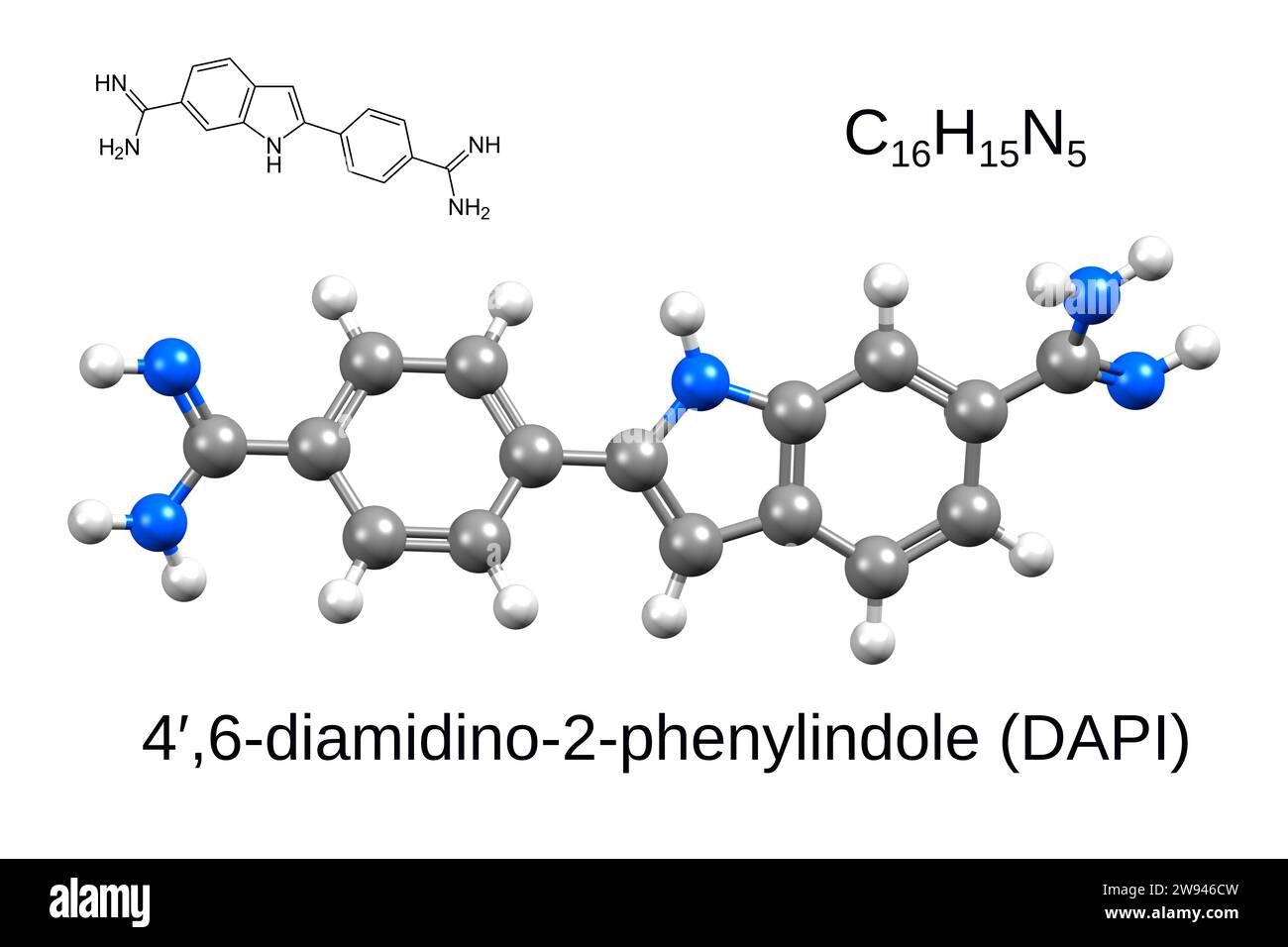 Chemical formula, structural formula and 3D ball-and-stick model of ...