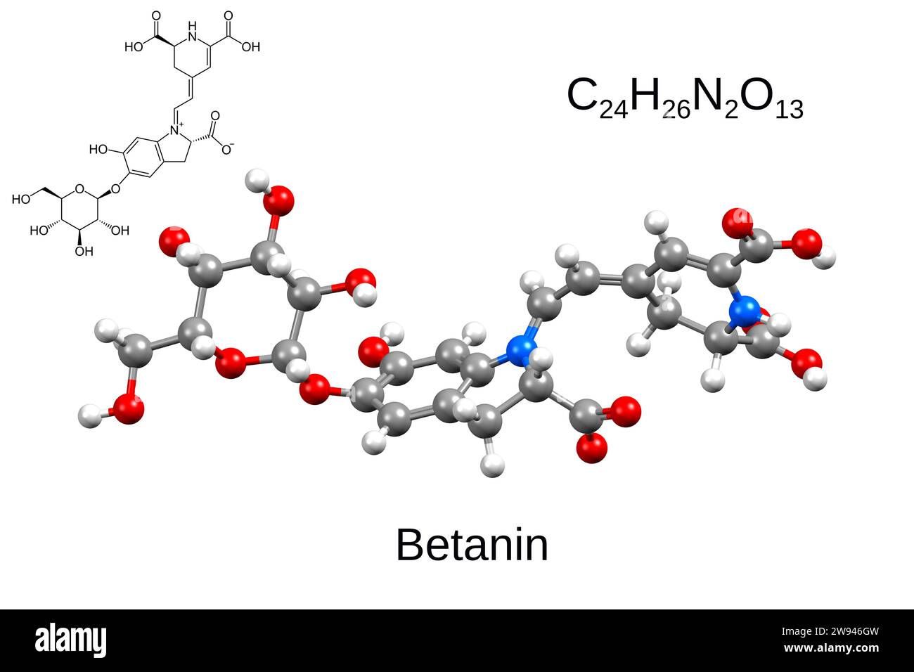 Chemical formula, skeletal formula and 3D ball-and-stick model of ...