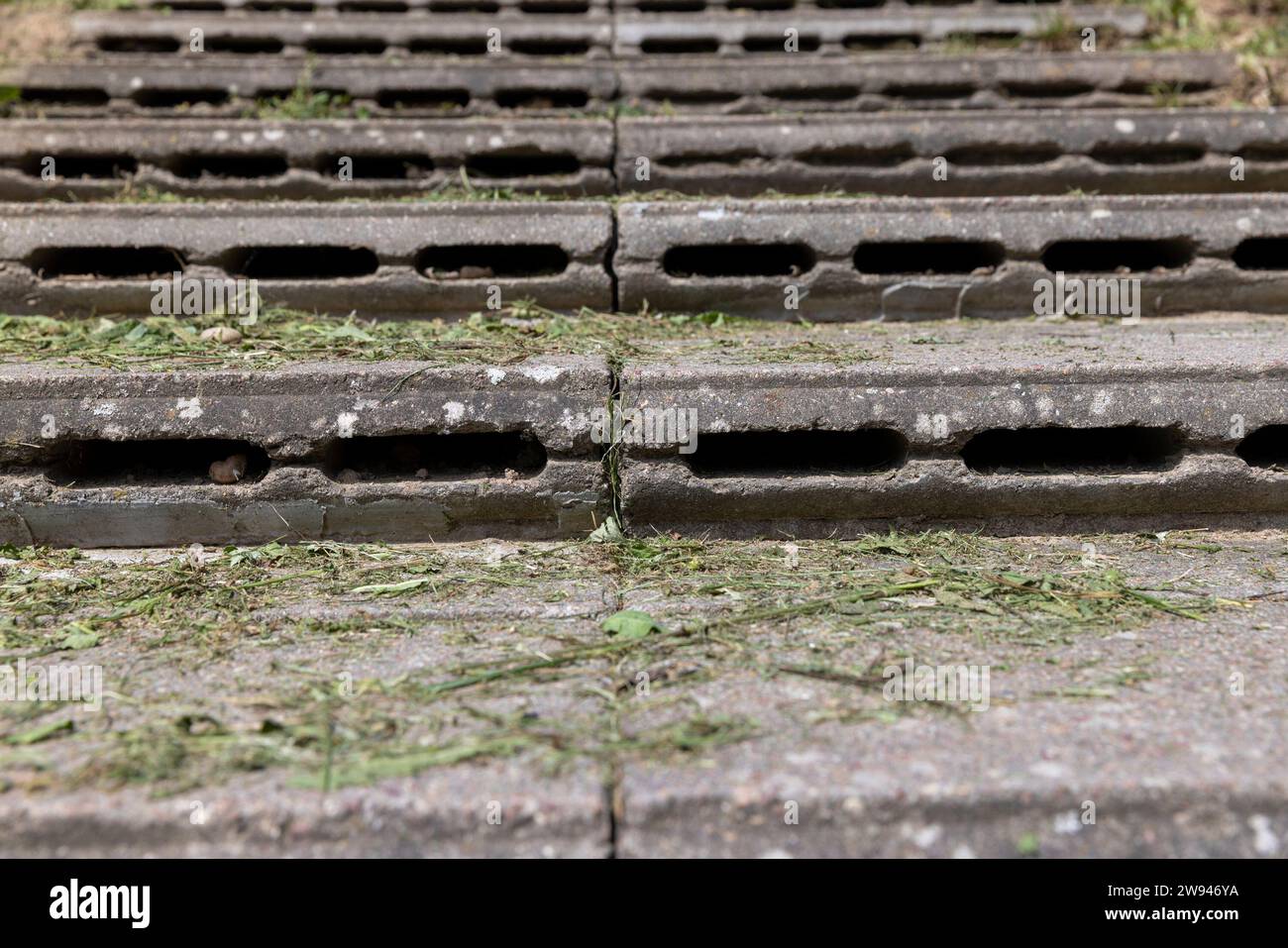 concrete steps of a homemade staircase made of blocks, building blocks ...