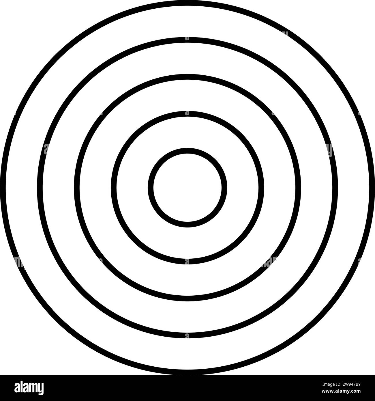 Concentric Circle Icon Black And White Circular Rings Sound Wave Radar Target Round Line