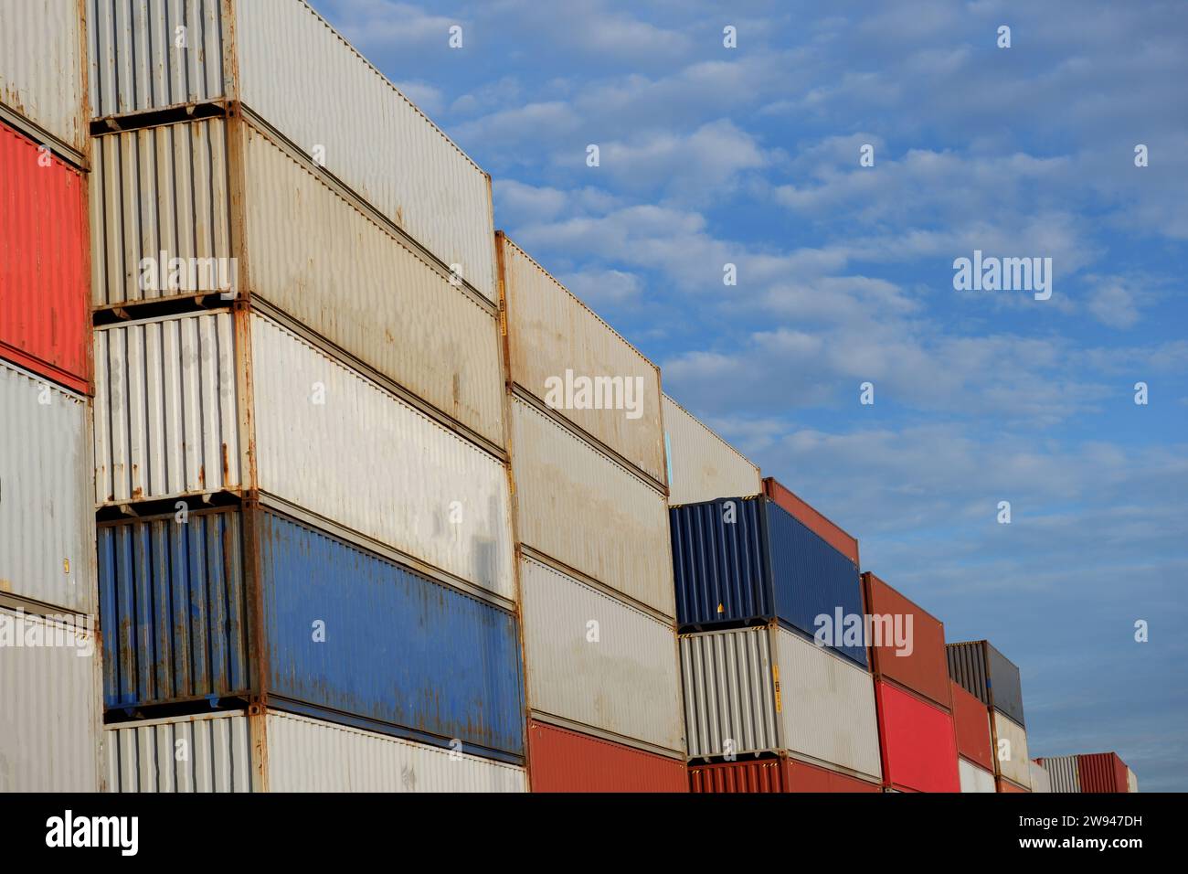 Many containers at the port Stock Photo - Alamy