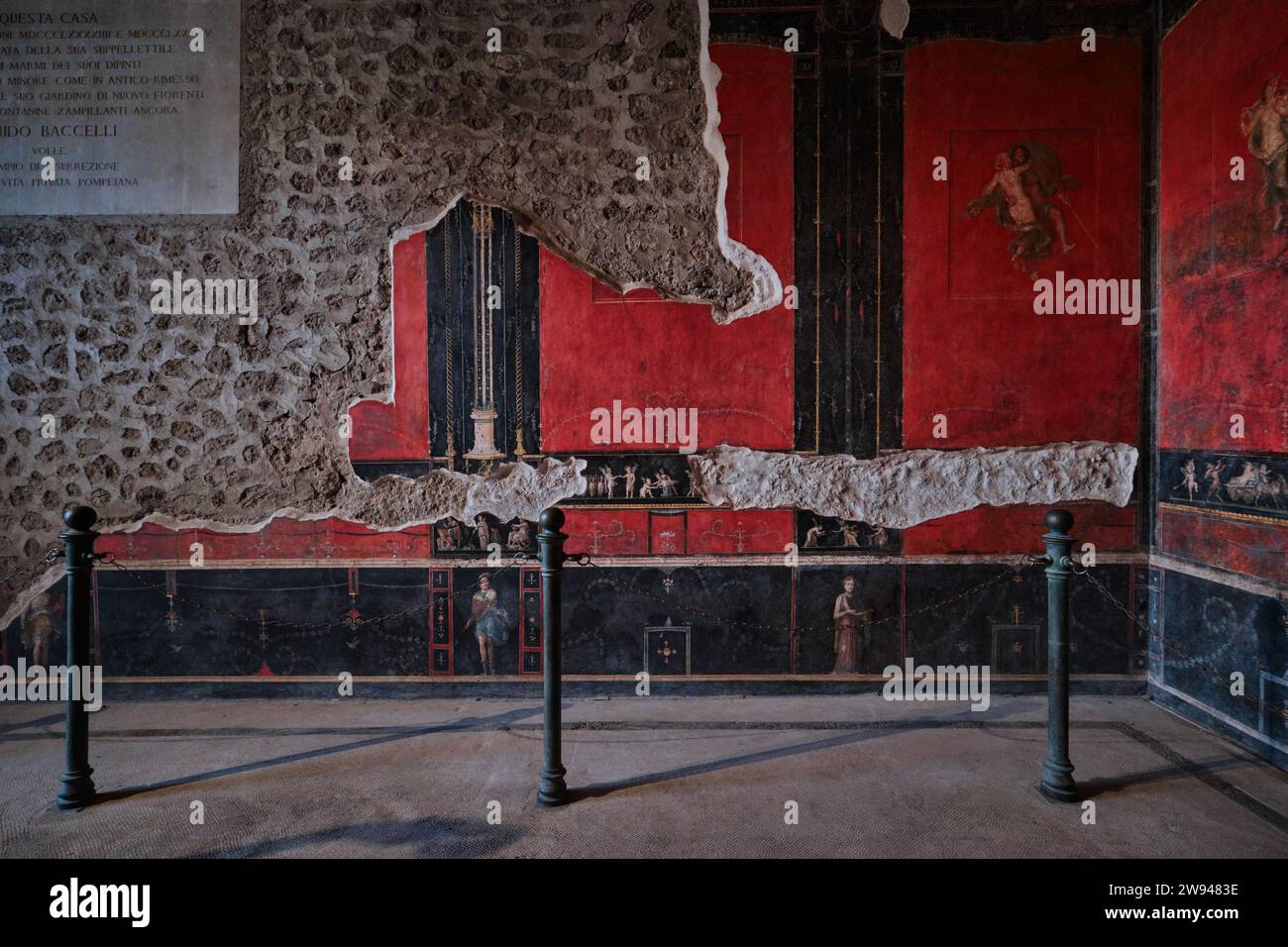 Naples, Italy - November 8 2023: Fresco and wall paintings in House of the Vettii or Casa dei ...