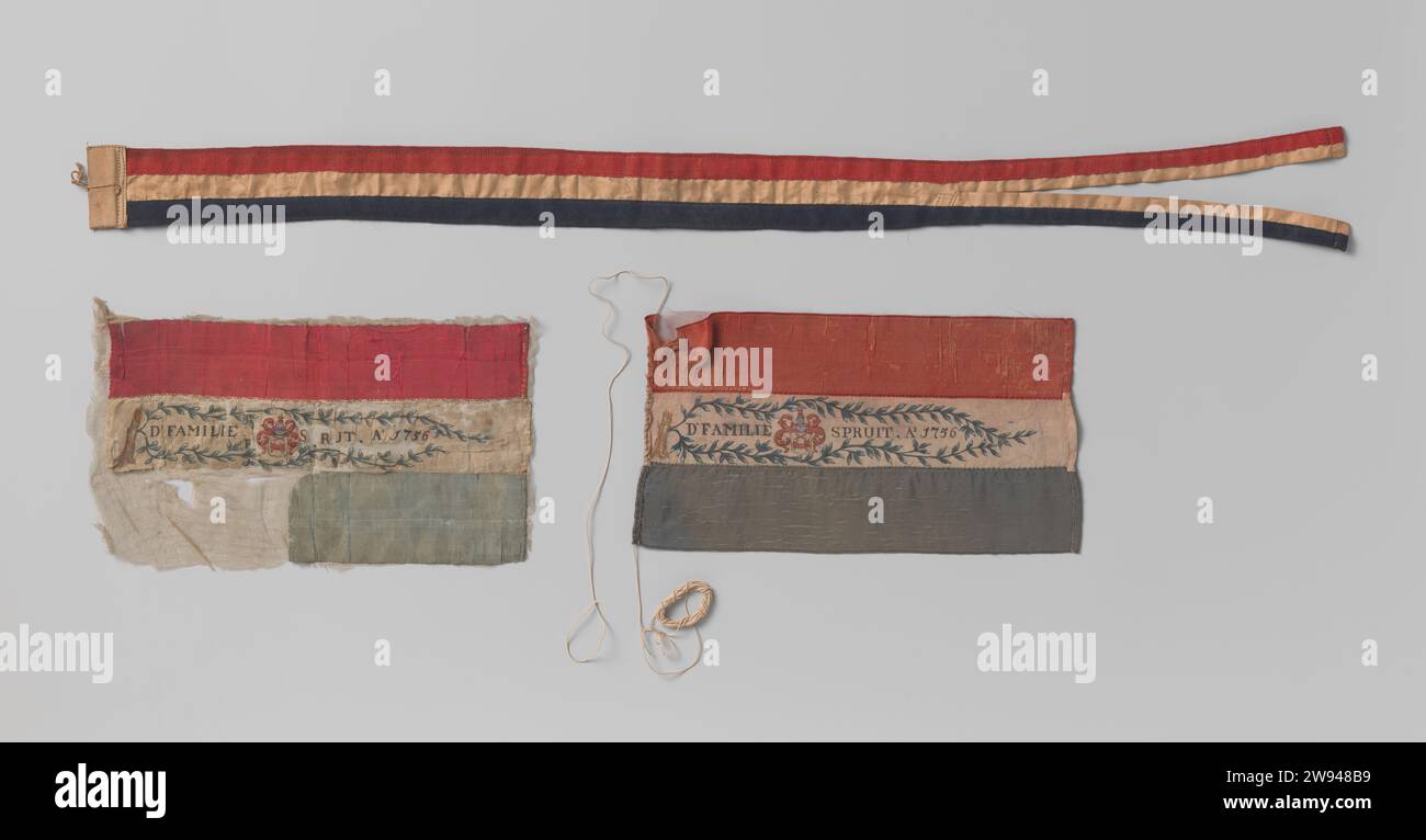 Two flags and a pennant of the ship model of a corner of the Spruit ...