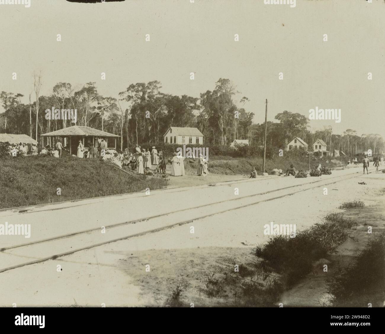 Party on the occasion of the railway line, c. 1905 photograph ...