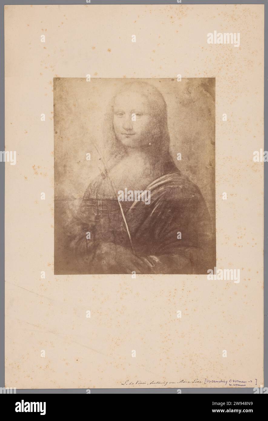 Photo production of a drawing representing the Mona Lisa to Leonardo da ...
