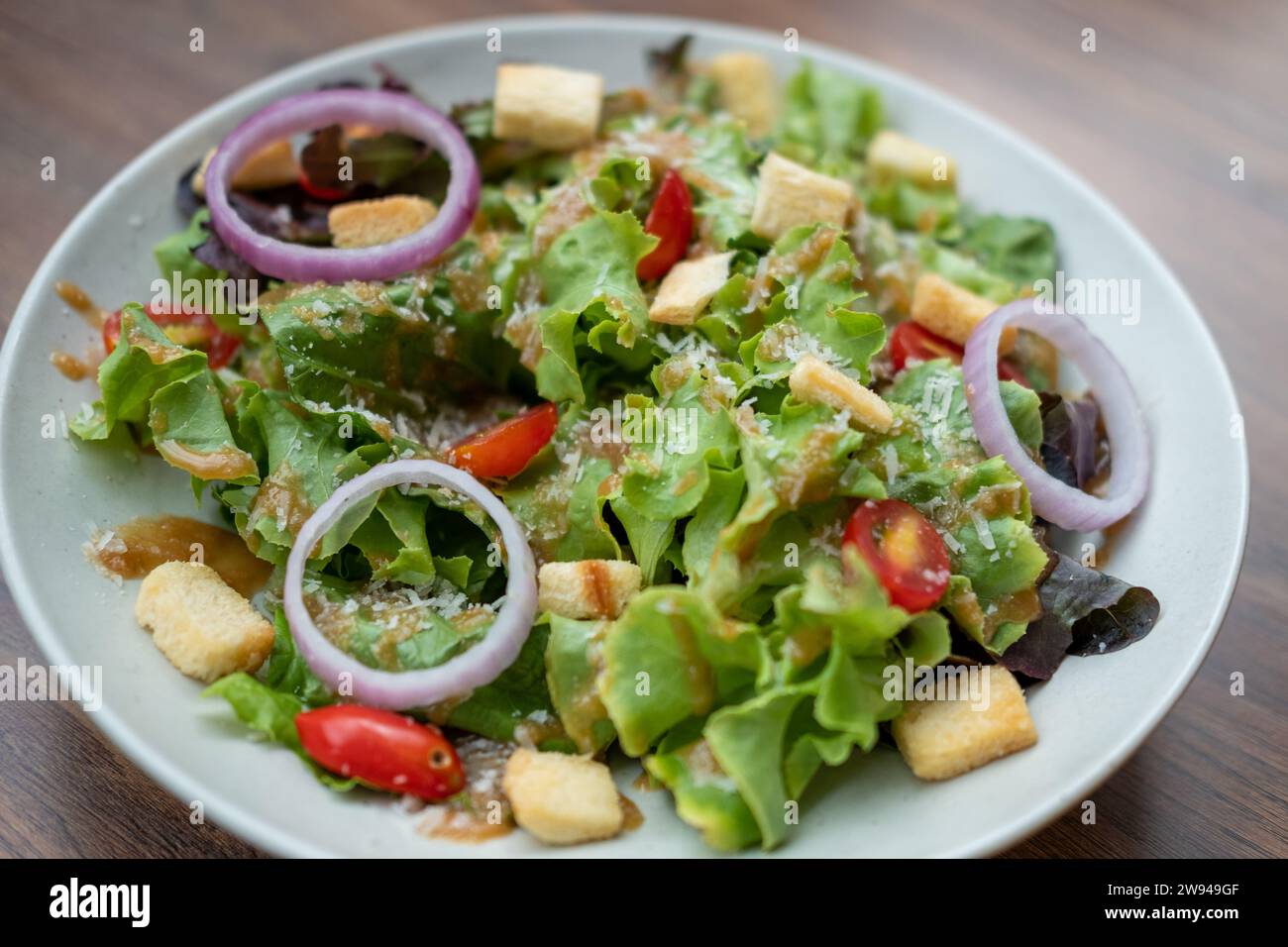 Close-up of panzanella salad, a Tuscan and Umbrian chopped salad of ...