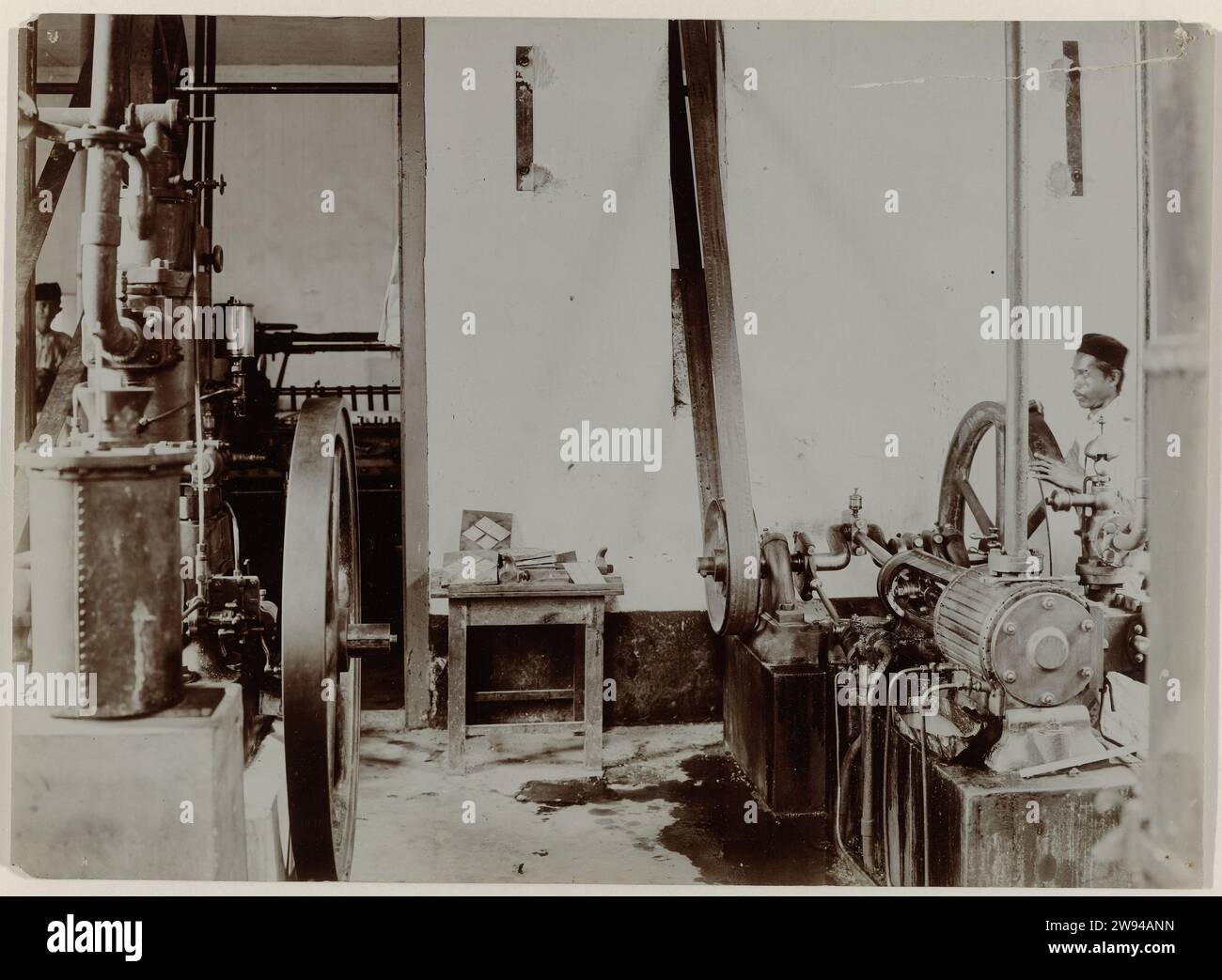 Engine room of the printing company of the Deli Courant, 1908 ...