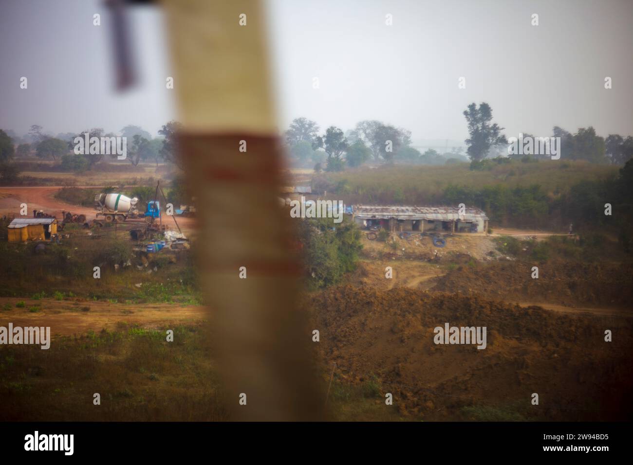 A bridge being built on a River in the interiors of India. This is a ...