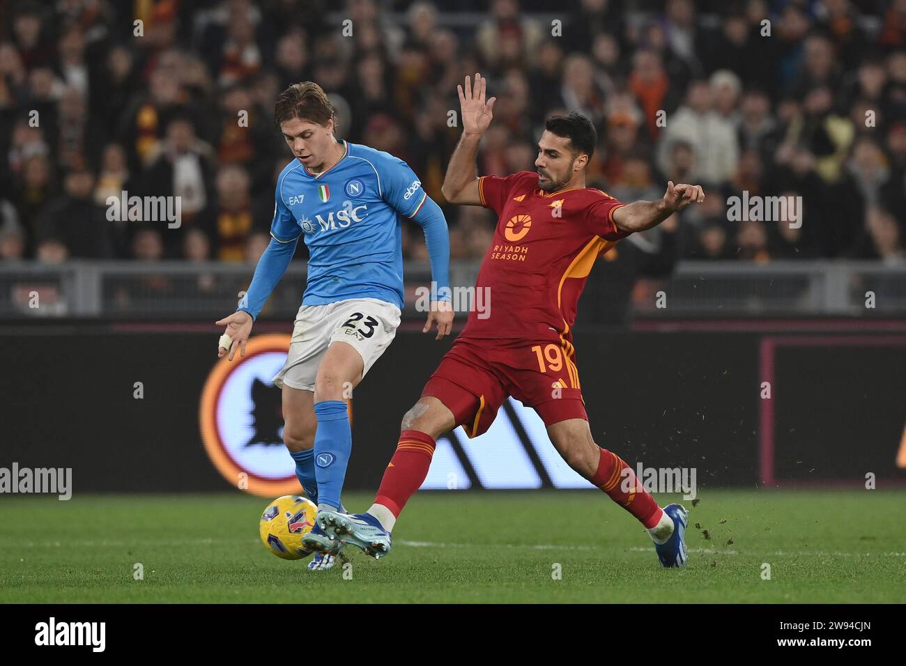 Rome, Italy. 23rd Dec 2023. Alessio Zerbin (Napoli)Mehmet Zeki Celik ...