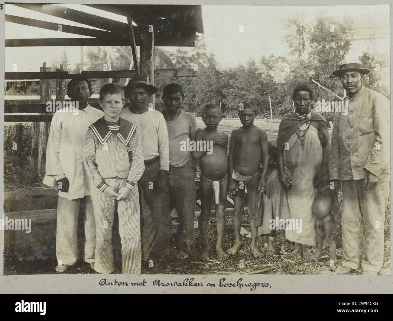 Anton with Arowakken and Maroons, 1903 - 1910 photograph A Dutch boy ...