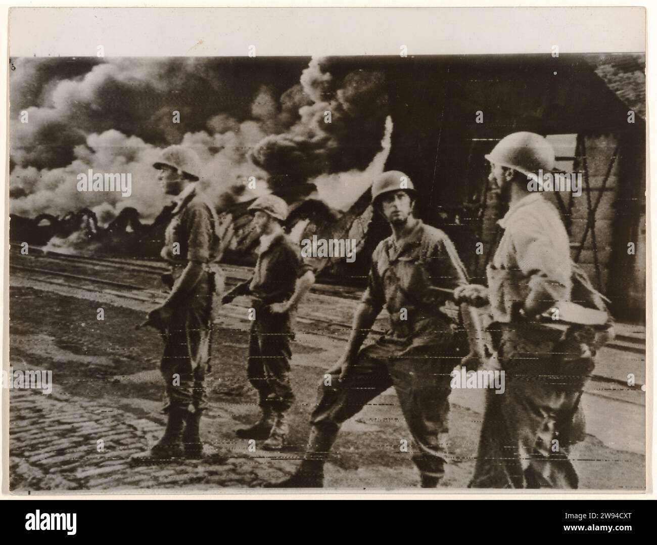 Police actions, c. 1947 - c. 1949 photograph Dutch soldiers are at a ...