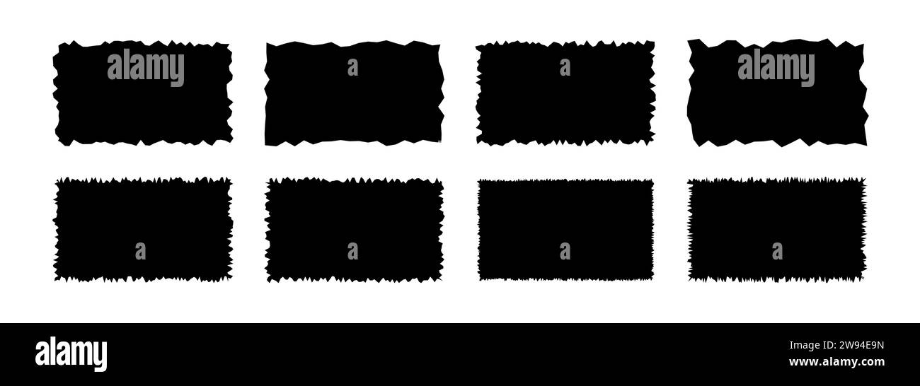 Rectangles paper with roughly torn edges. Jagged geometric shapes for ...