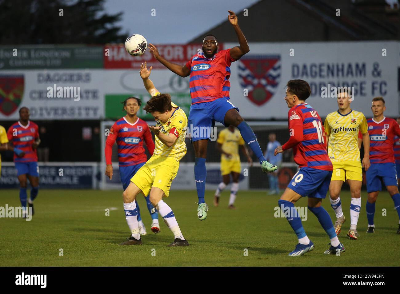 Inih Effiong of Dagenham and Redbridge and Jack Cook of Wealdstone ...