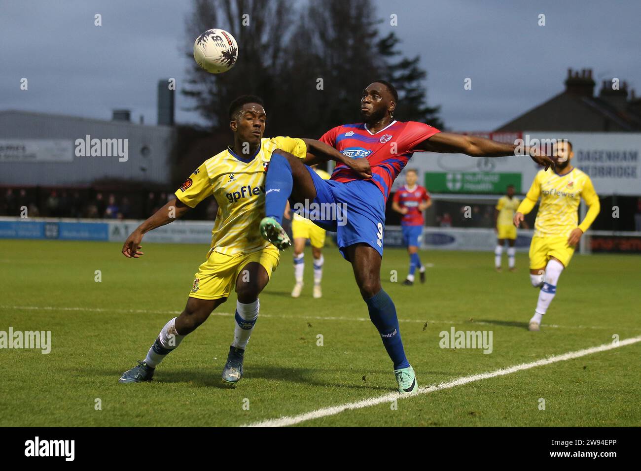 Inih Effiong of Dagenham and Redbridge and Brandon Mason of Wealdstone ...