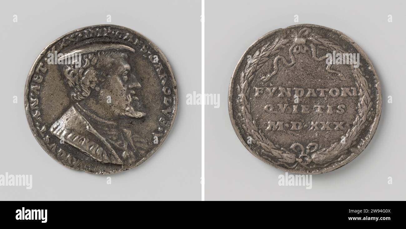 Karel V, manufacturer van de Rust, Mathes Gebel, 1530 history medal ...