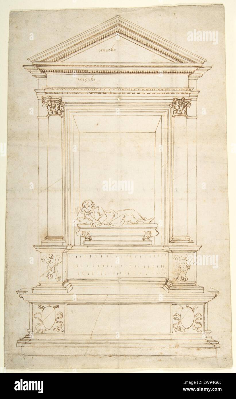 Design for a Wall Tomb. 1998 by Anonymous, Central-Italian, 16th ...