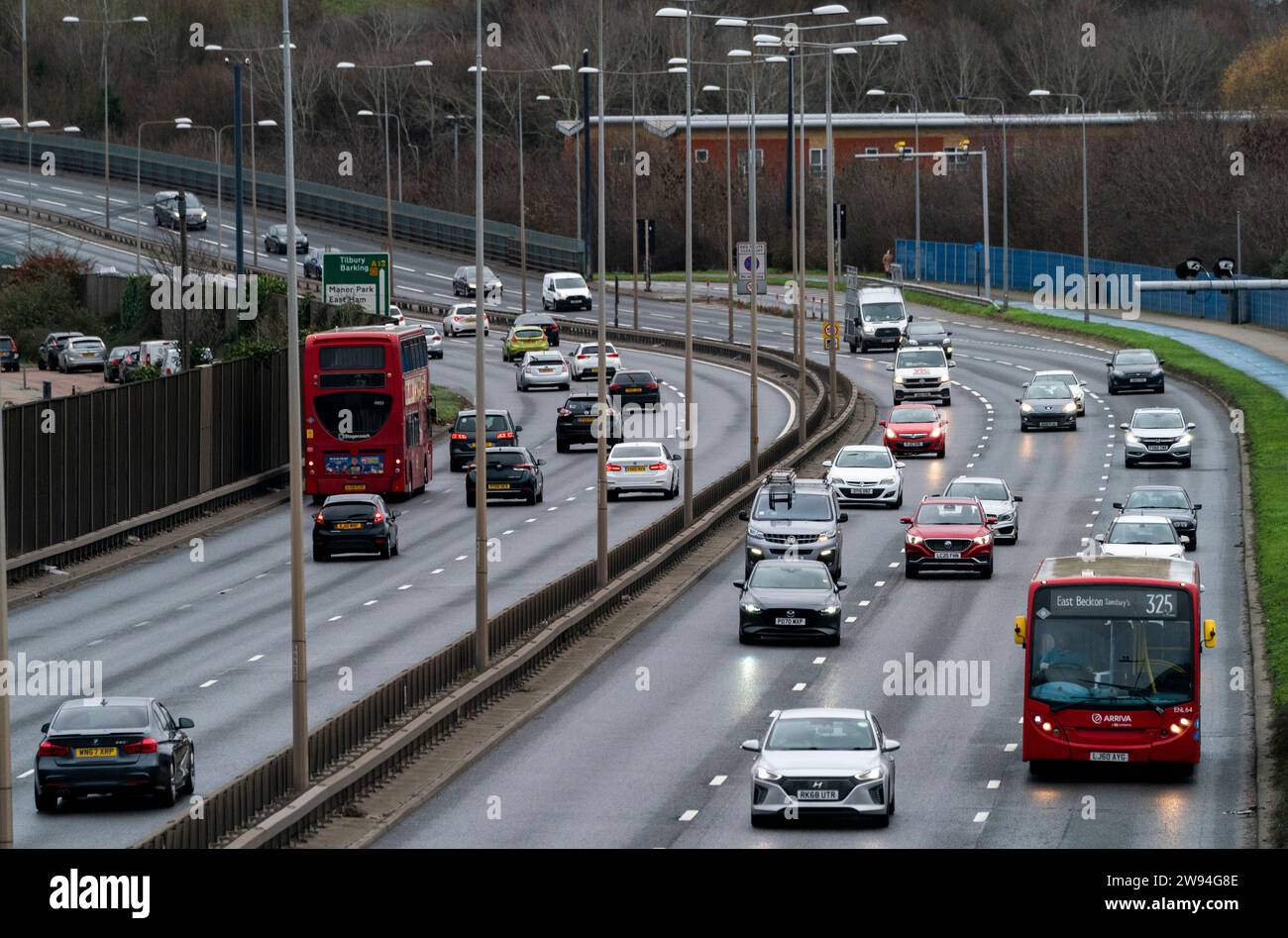 Traffic on the A13 in London as millions of people are braced for ...