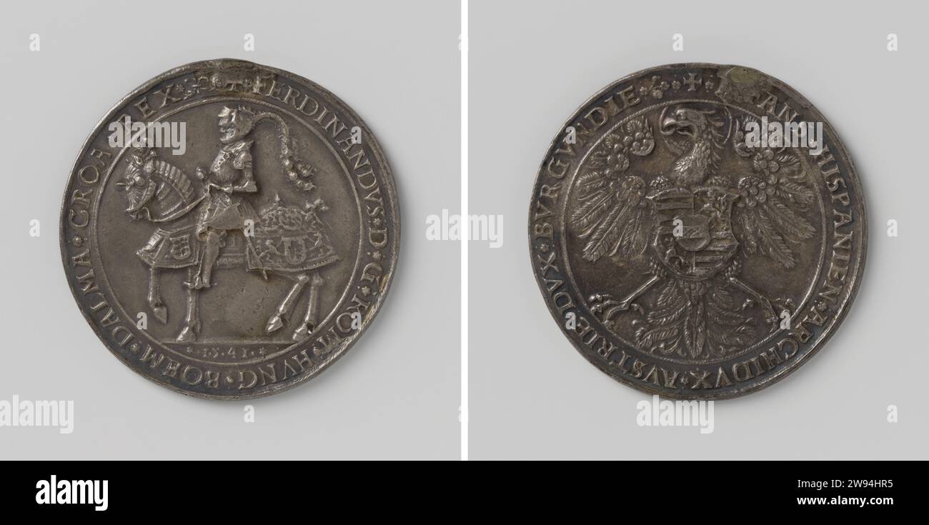 Ferdinand, Rooms koning, Achatius Thundl, 1541 history medal Silver ...