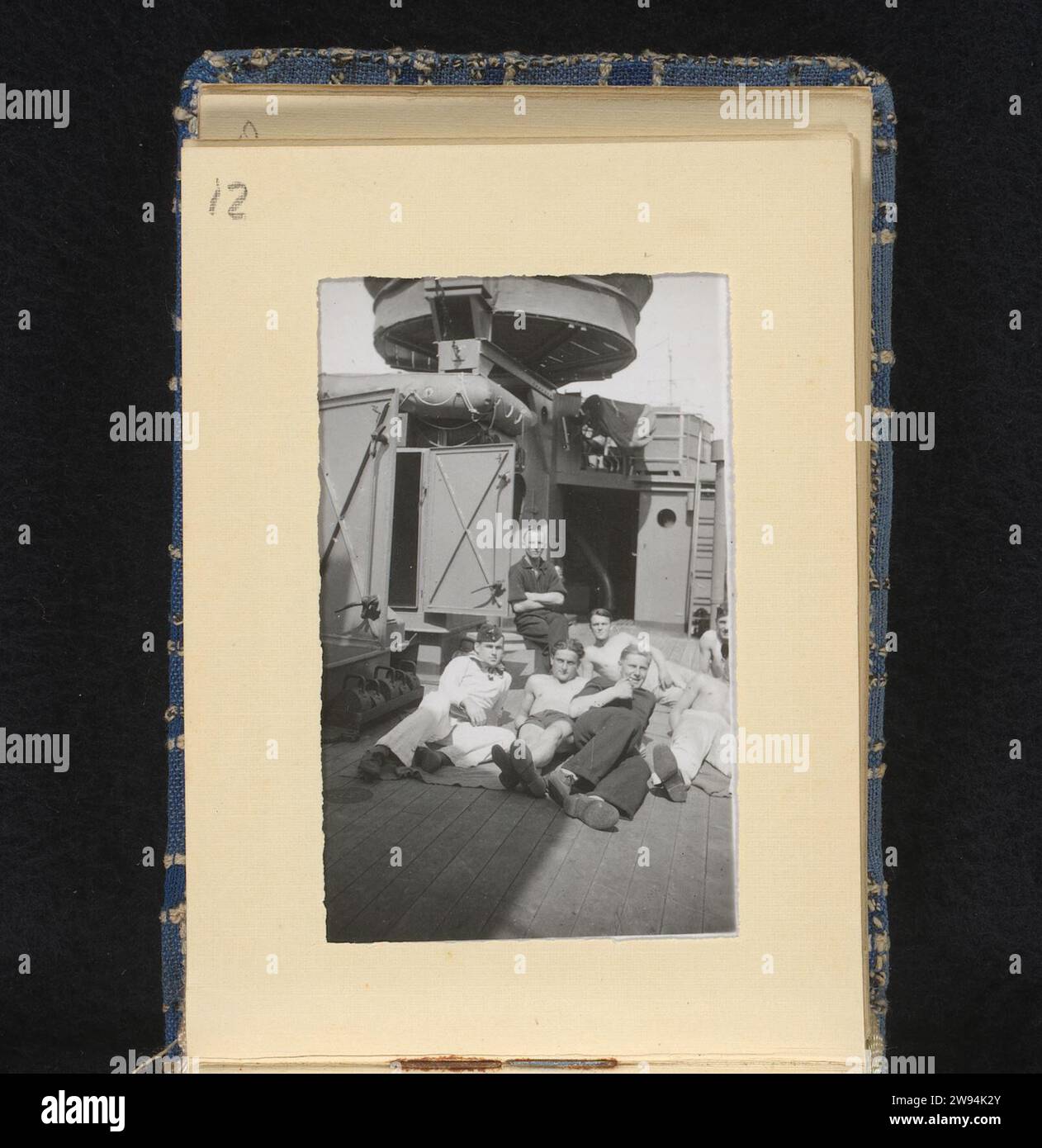 Sunbathing on deck, Anonymous, 1940 - 1943 photograph A group of German ...