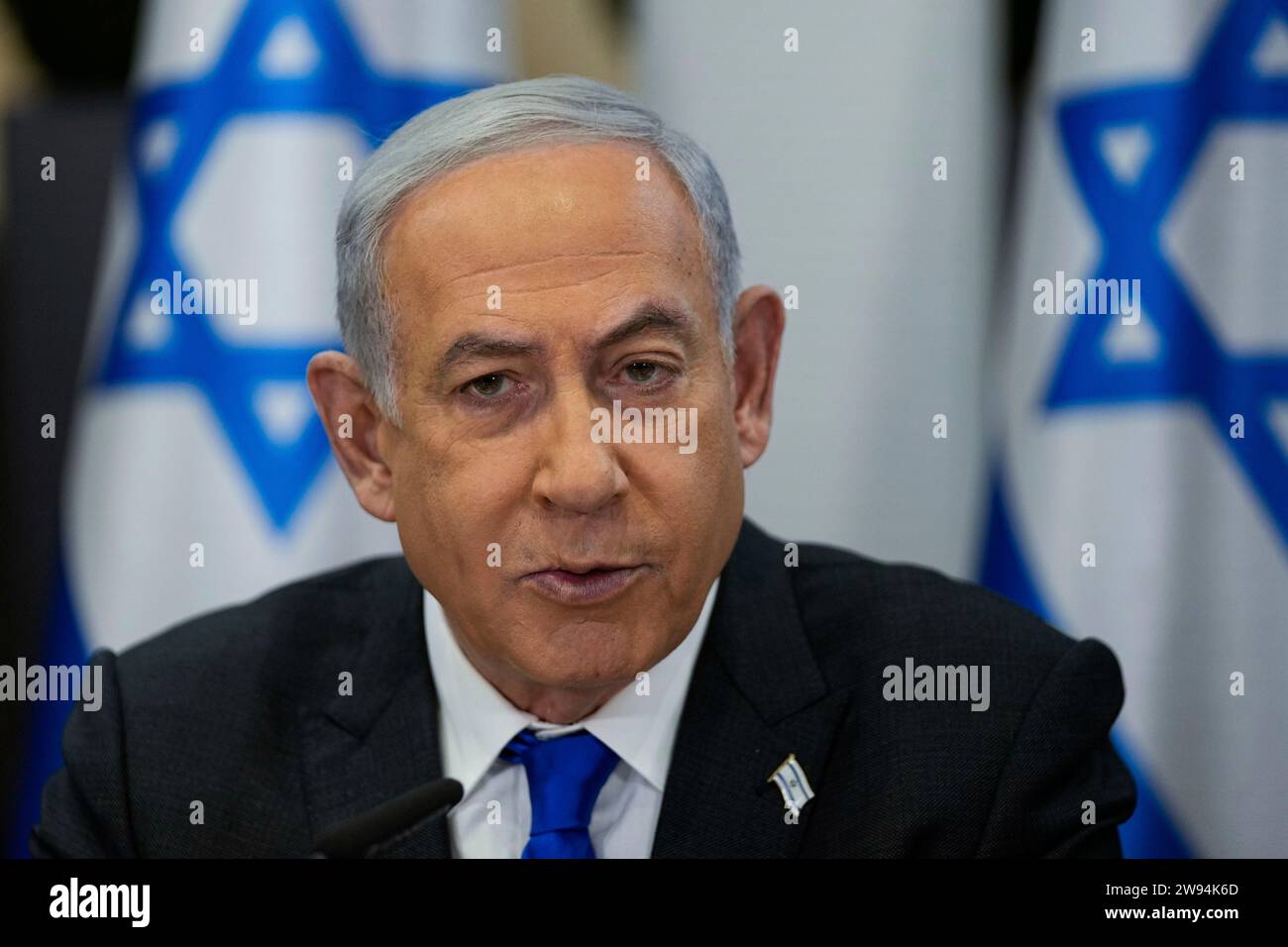 Israeli Prime Minister Benjamin Netanyahu chairs a cabinet meeting at ...