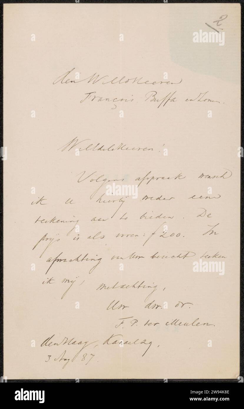 Letter to Frans Buffa and Zonen, François Pieter ter Meulen, 1887 ...